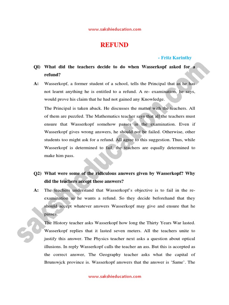 6 Refund | PDF | Question | Cognition