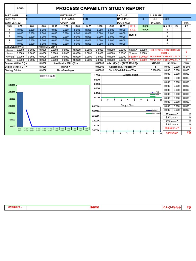 Process Capability Study Report: U.T.L. L.T.L | PDF | Statistics ...