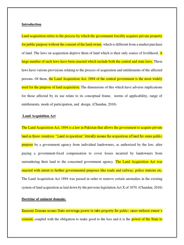 File of Land Acquisition Act 1984 | PDF | Eminent Domain | Parliament ...