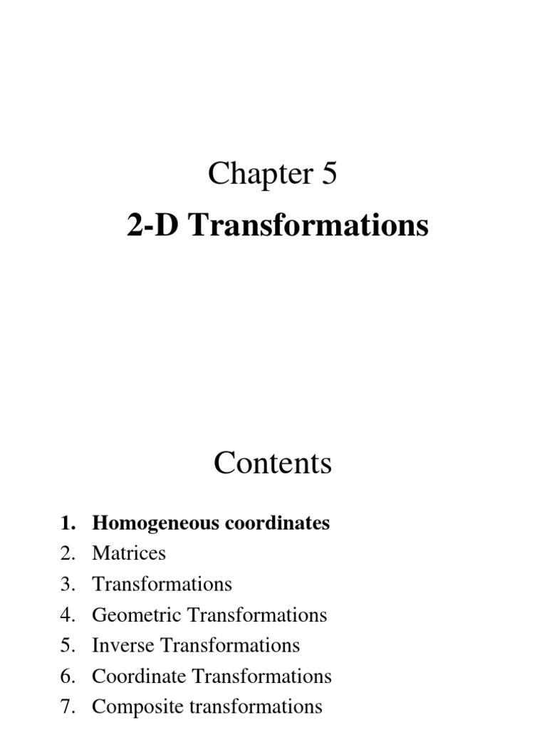 2D Transformations | PDF | 2 D Computer Graphics | Matrix (Mathematics)