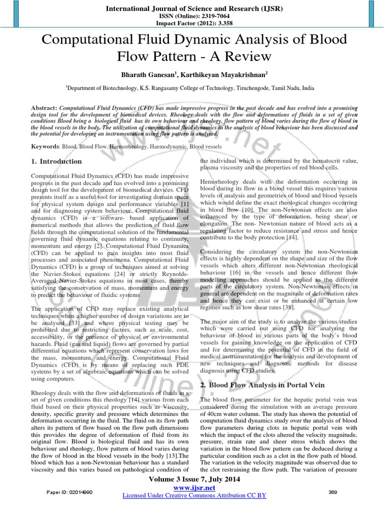 CFD Blood Flow PDF | PDF | Rheology | Fluid Dynamics
