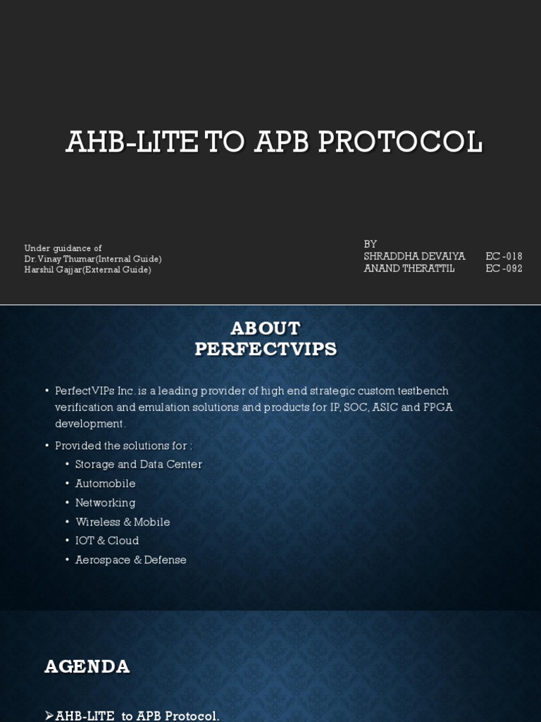 Ahb-Lite To Apb Protocol: BY Shraddha Devaiya EC - 018 Anand Therattil ...
