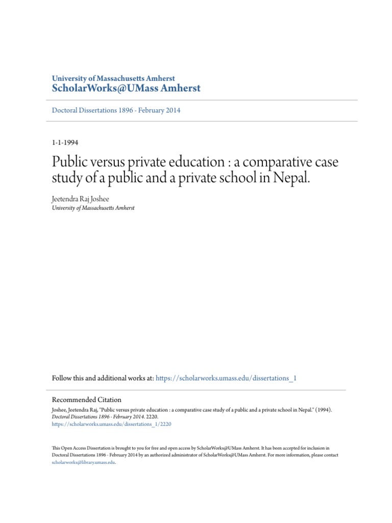 Public Versus Private Education - A Comparative Case Study of A P PDF ...