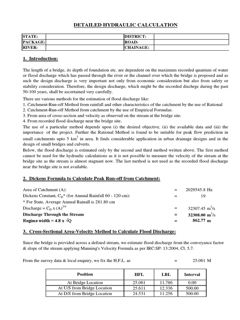 Hydraulic Analysis of Major Bridge | PDF | Flood | Discharge (Hydrology)