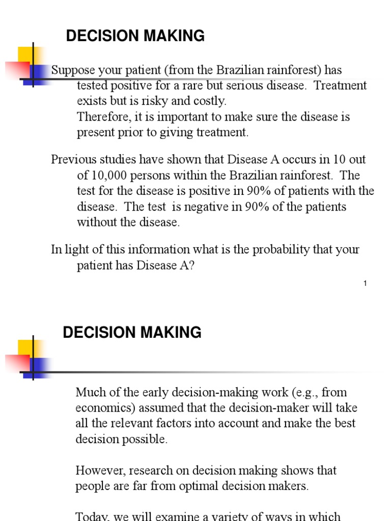 16 Decision Handout | PDF | Sensitivity And Specificity | Decision Making