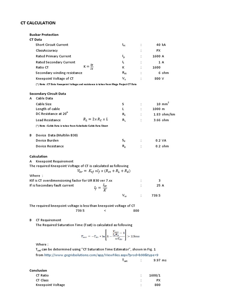 CT Calculation | Download Free PDF | Electrical Resistance And ...