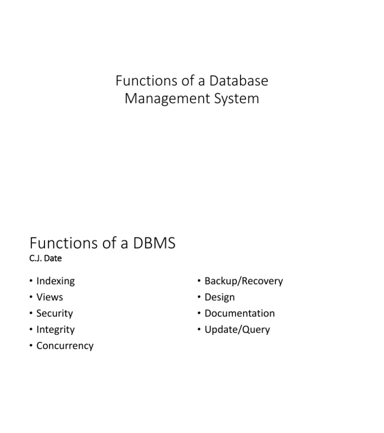 Functions of DBMS | PDF | Technology & Engineering