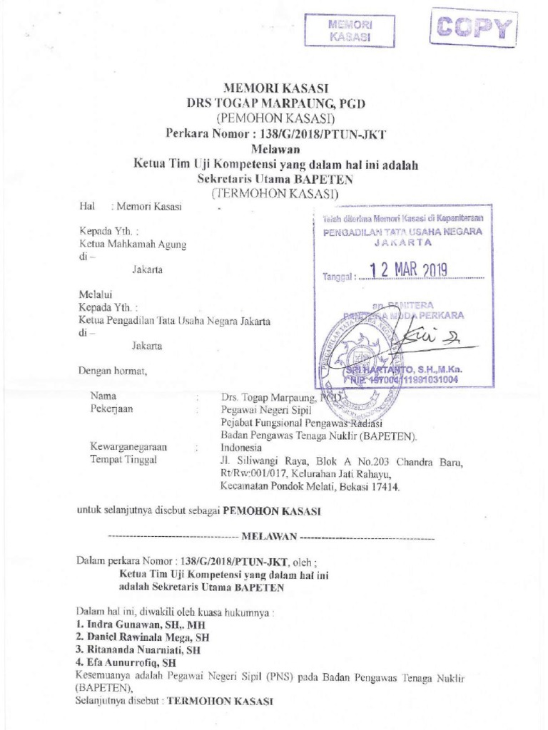 Memori Kasasi TGP - Small Size PDF | PDF