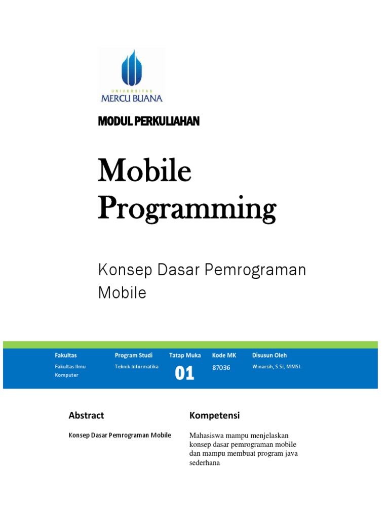 MODUL 1 - Konsep Dasar Pemrograman Mobile | PDF
