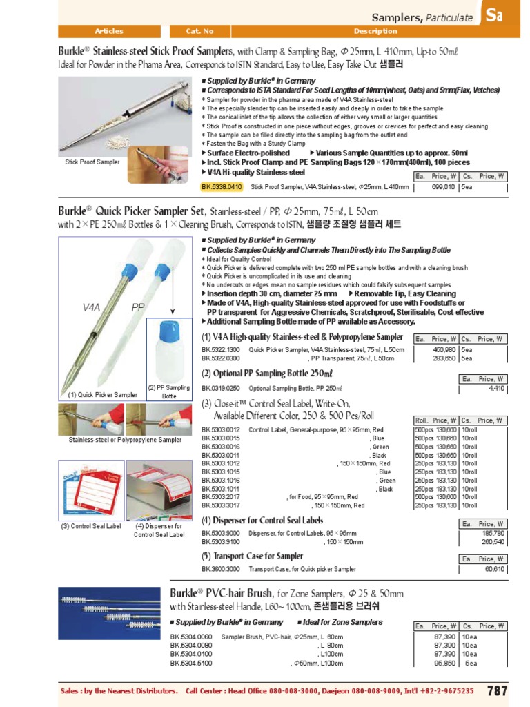 Burkle Stainless-Steel Stick Proof Samplers,: V4A PP | PDF | Nature