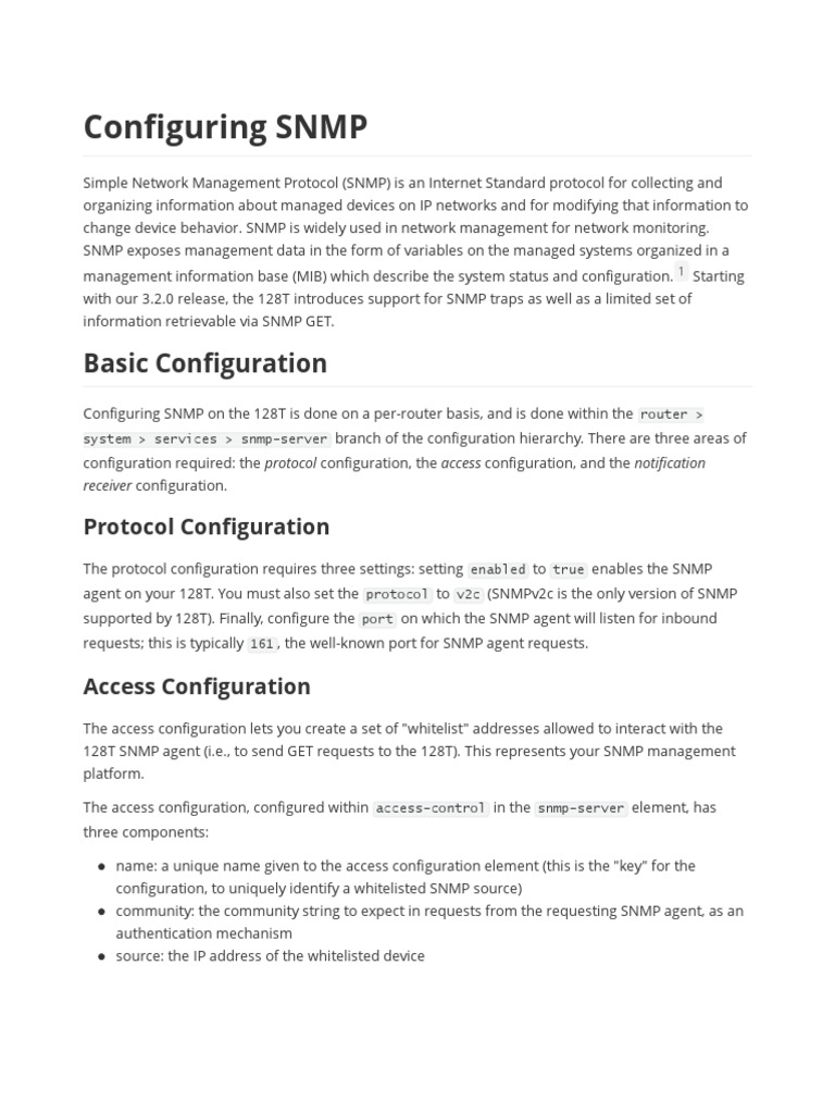 Configuring SNMP PDF | PDF | Port (Computer Networking) | Data Transmission