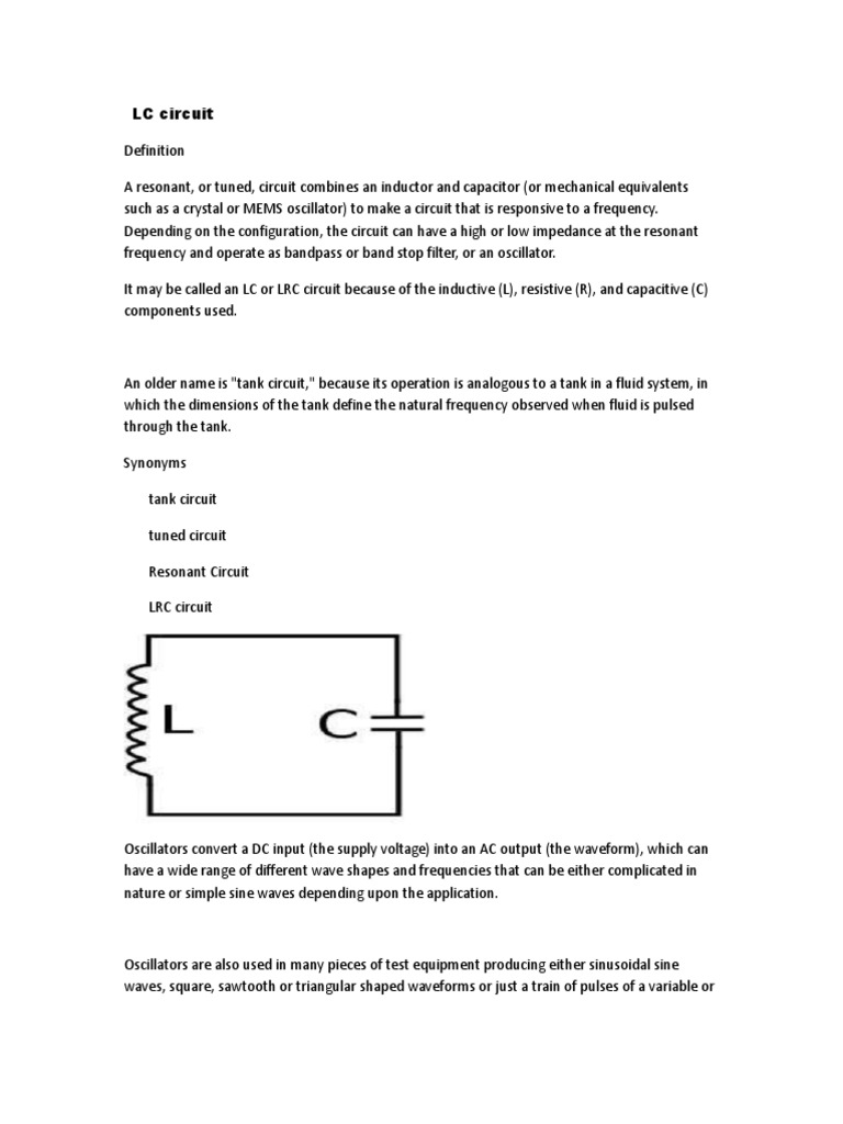 LC Circuit | Download Free PDF | Field Effect Transistor | Bipolar ...