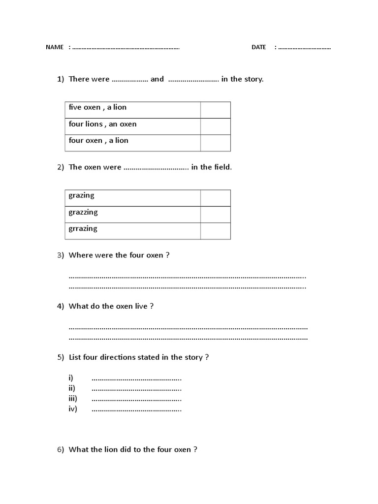 The Four Oxen and A Lion | PDF