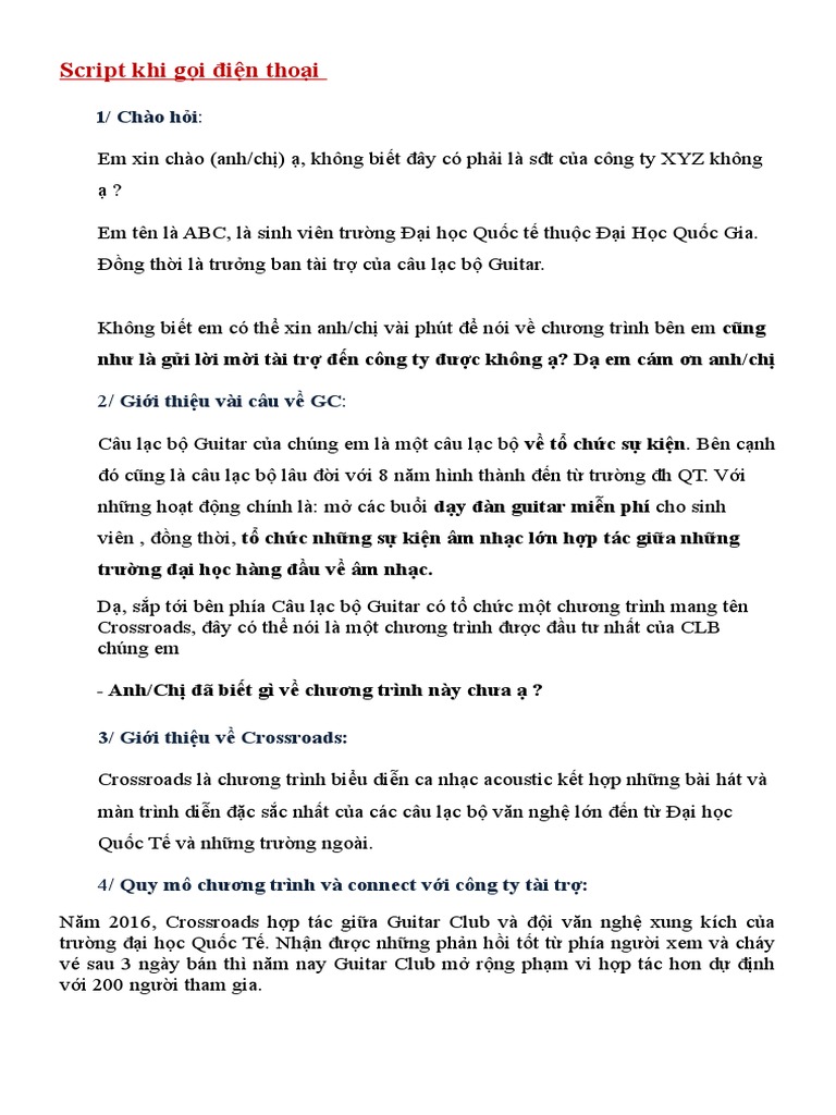 Script Phone Call | PDF