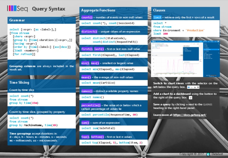 Seq Query Cheat Sheet | PDF | Computer Programming | Computing