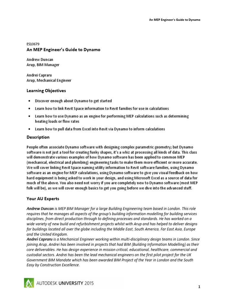 Mep Guide To Dynamo | Download Free PDF | Autodesk Revit | Microsoft Excel
