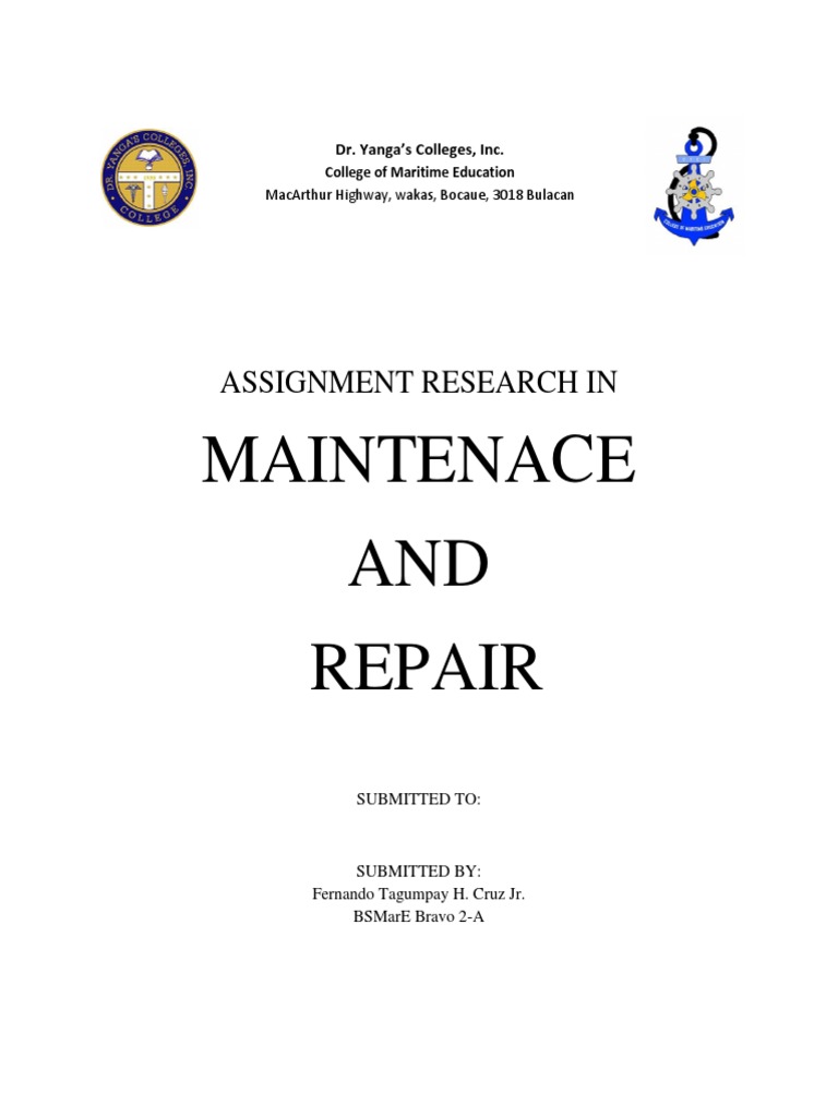 Maintenace AND Repair: Assignment Research in | PDF | Electricity | Mechanical Engineering