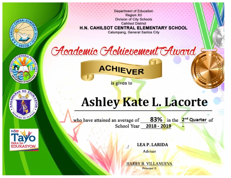 Academic Achiever Award Certificate Template | PDF