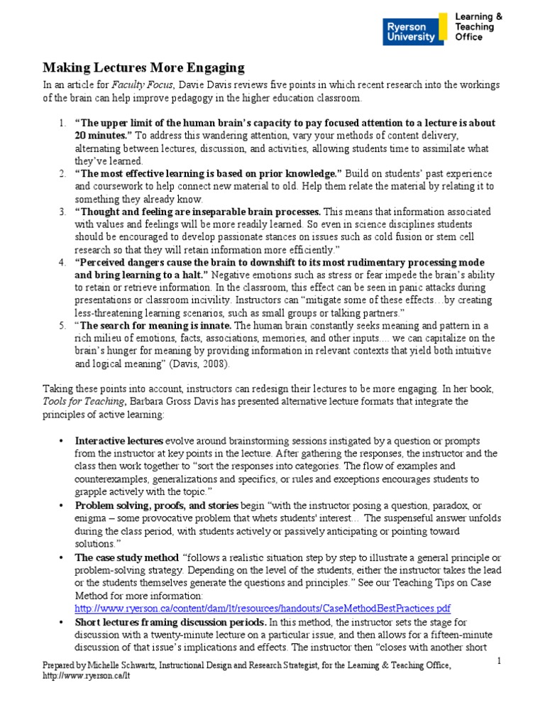 Engaging Lectures | Download Free PDF | Lecture | Instructional Design