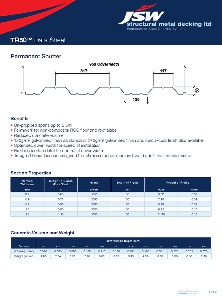 TR50 Data Sheet | PDF | Materials | Civil Engineering
