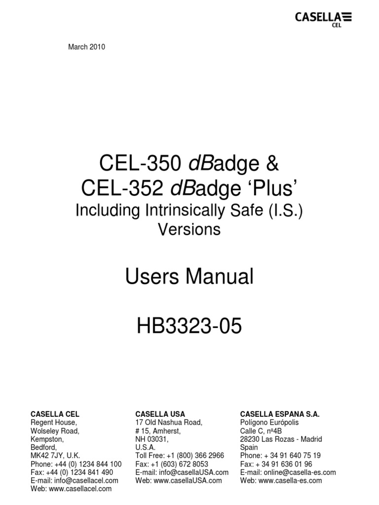 Cel-350 Dbadge & Cel-352 Dbadge Plus': Including Intrinsically Safe (I ...