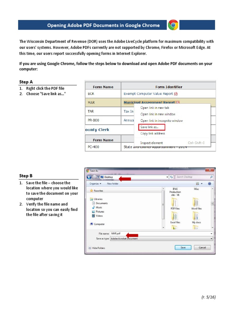 Opening Adobe PDF Documents in Google Chrome: Step A | PDF