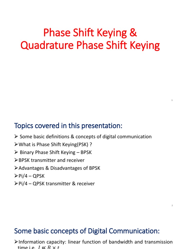 Phase Shift Keying & Quadrature Phase Shift Keying | PDF | Modulation ...