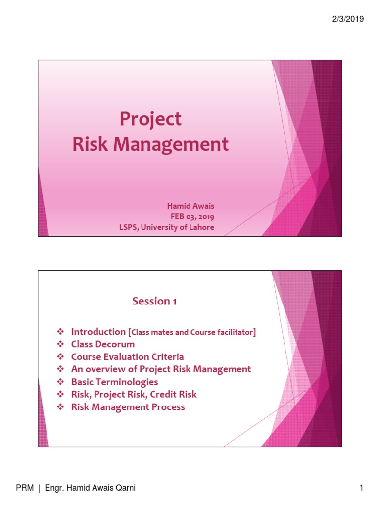 Lec 1 - PRM - Feb 03-19-1 | PDF | Risk Management | Risk Assessment