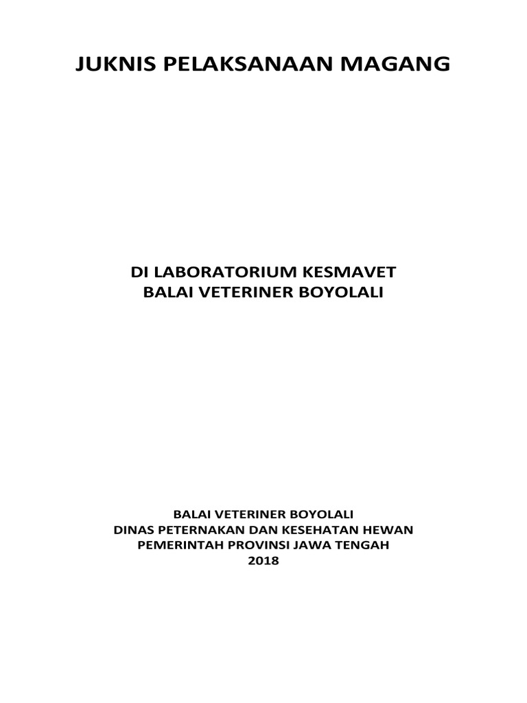 Juknis Magang Lab Kesmavet Boyolali | PDF | Sains & Matematika