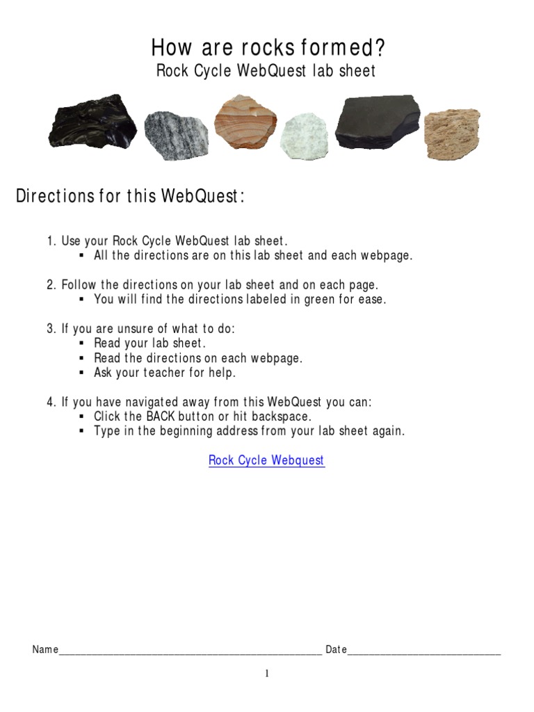 Rock Cycle Webquest Lab Sheet | Download Free PDF | Rock (Geology ...