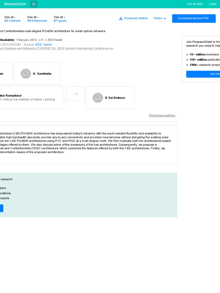 (PDF) Colorless, Directionless and Contentionless Multi-Degree ROADM ...