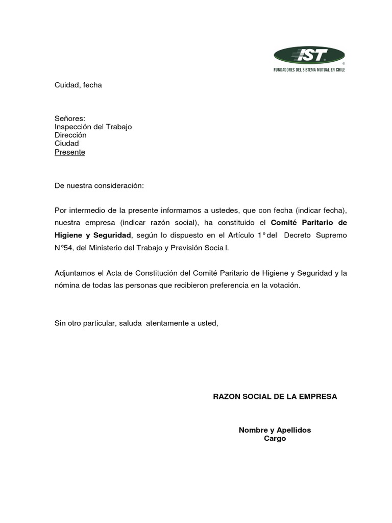 Carta A Inspeccion Del Trabajo | PDF