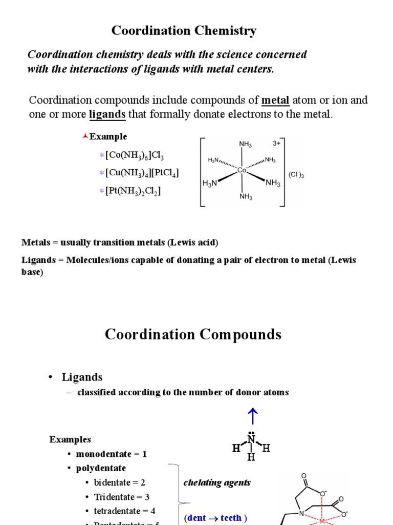 Chapter 3 Coordination Chemistry | PDF | Coordination Complex | Ligand