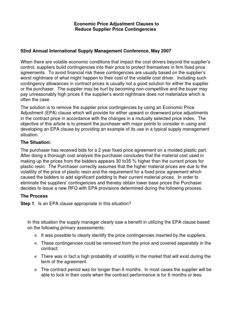 Economic Price Adjustments | PDF | Index (Economics) | Prices