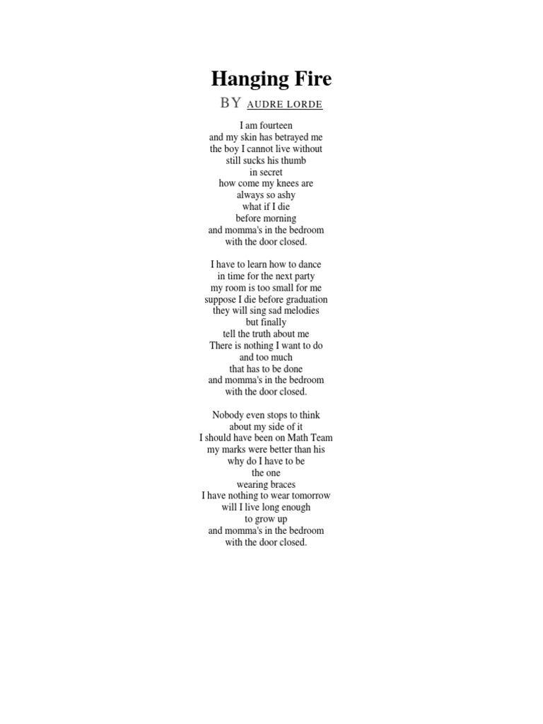 "Hanging Fire: A Poetic Reflection on Adolescence" | PDF