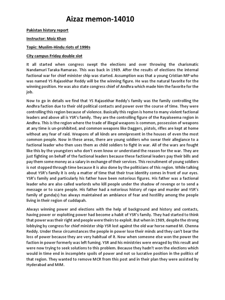 Aizaz Memon 14010 HOP CITY Hyderabad Riots (1990) | PDF | Religion And ...