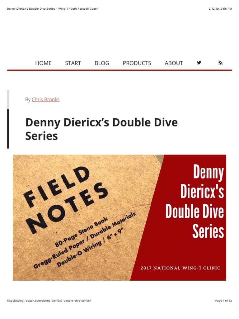 Denny Diericx's Double Dive Series - Wing-T Youth Football Coach | PDF ...