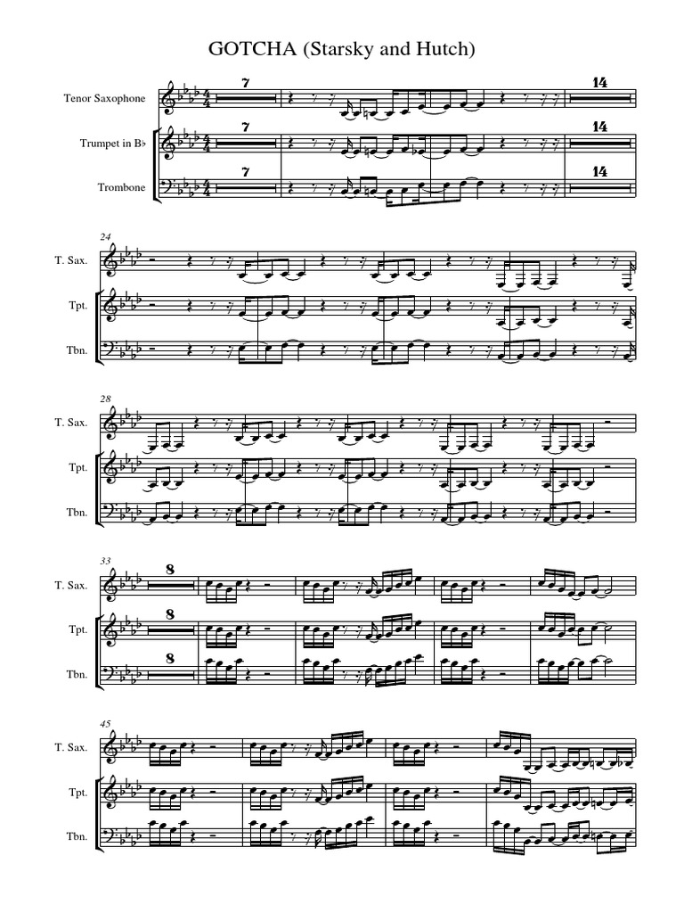 Starsky Brass Score PDF | PDF | Saxophone | Music Production