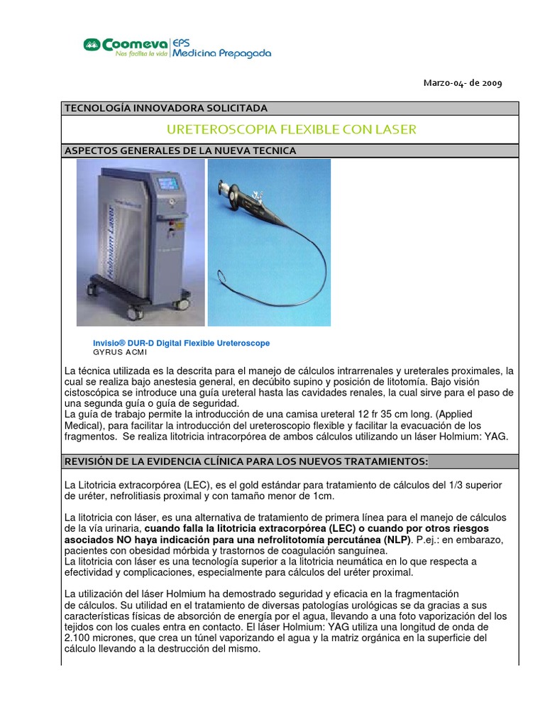 Ureteroscopia Flexible Con Laser | PDF | Medicina | Medicina CLINICA