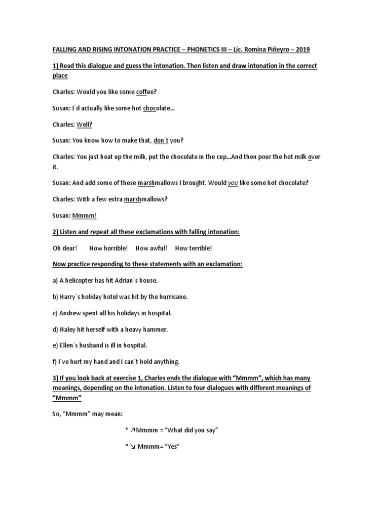 Falling and Rising Intonation Practice | PDF