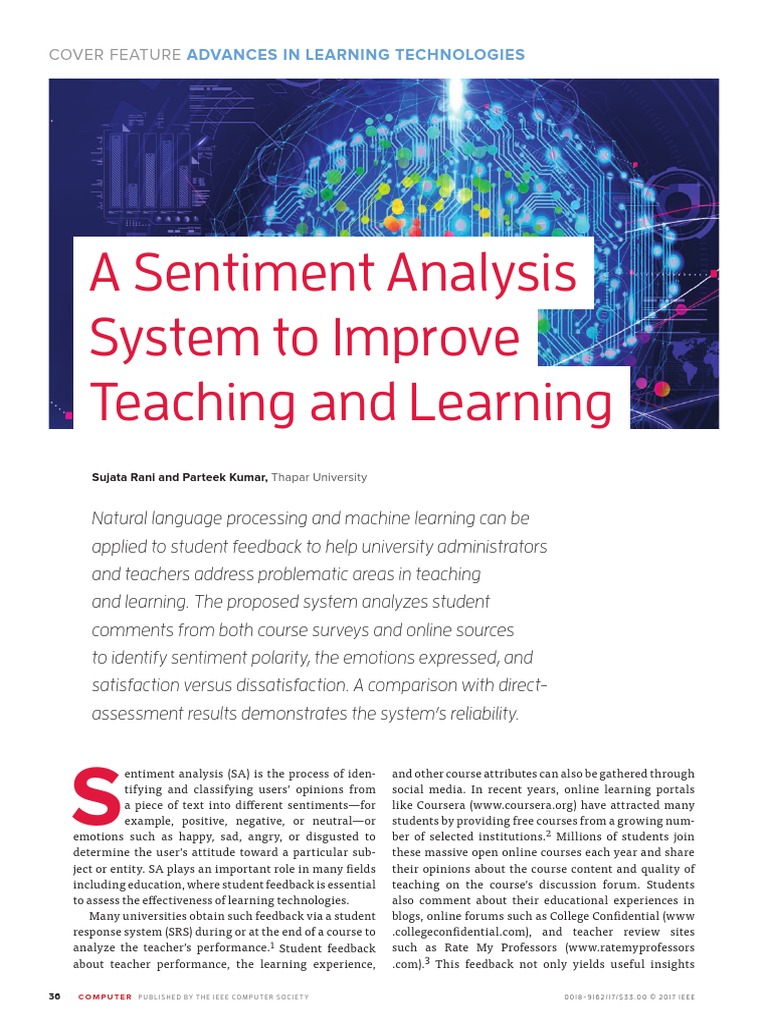 A Sentiment Analysis System To Improve Teaching and Learning PDF | PDF ...