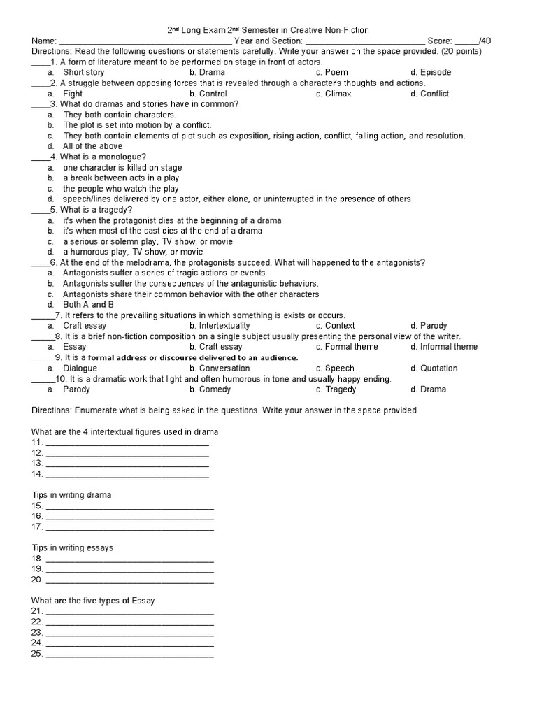 English 12 Long Test | Download Free PDF | Plot (Narrative) | Entertainment