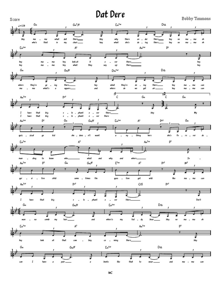 Dat Dere: Score Bobby Timmons | PDF | Jazz