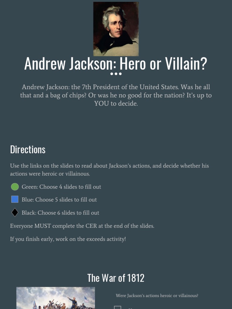 Andrew Jackson Hero or Villain | PDF | Native Americans In The United ...