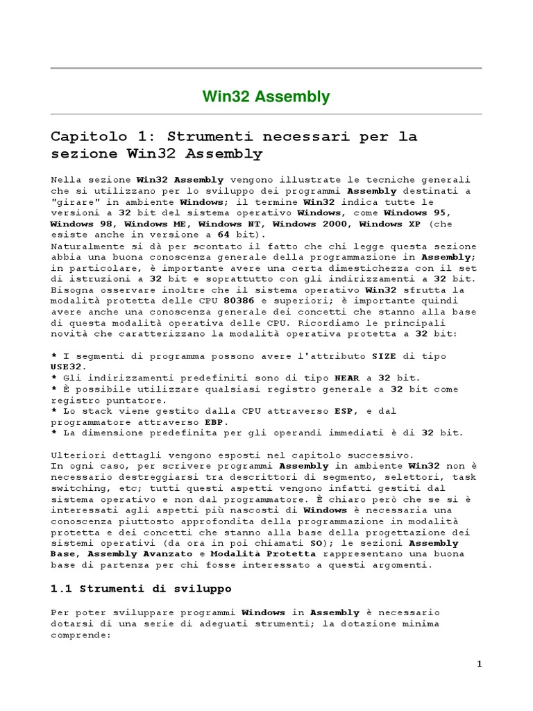 Guida Win32 Assembly | PDF