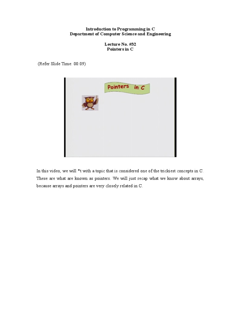 C Pointers Introduction | PDF | Pointer (Computer Programming) | Integer (Computer Science)