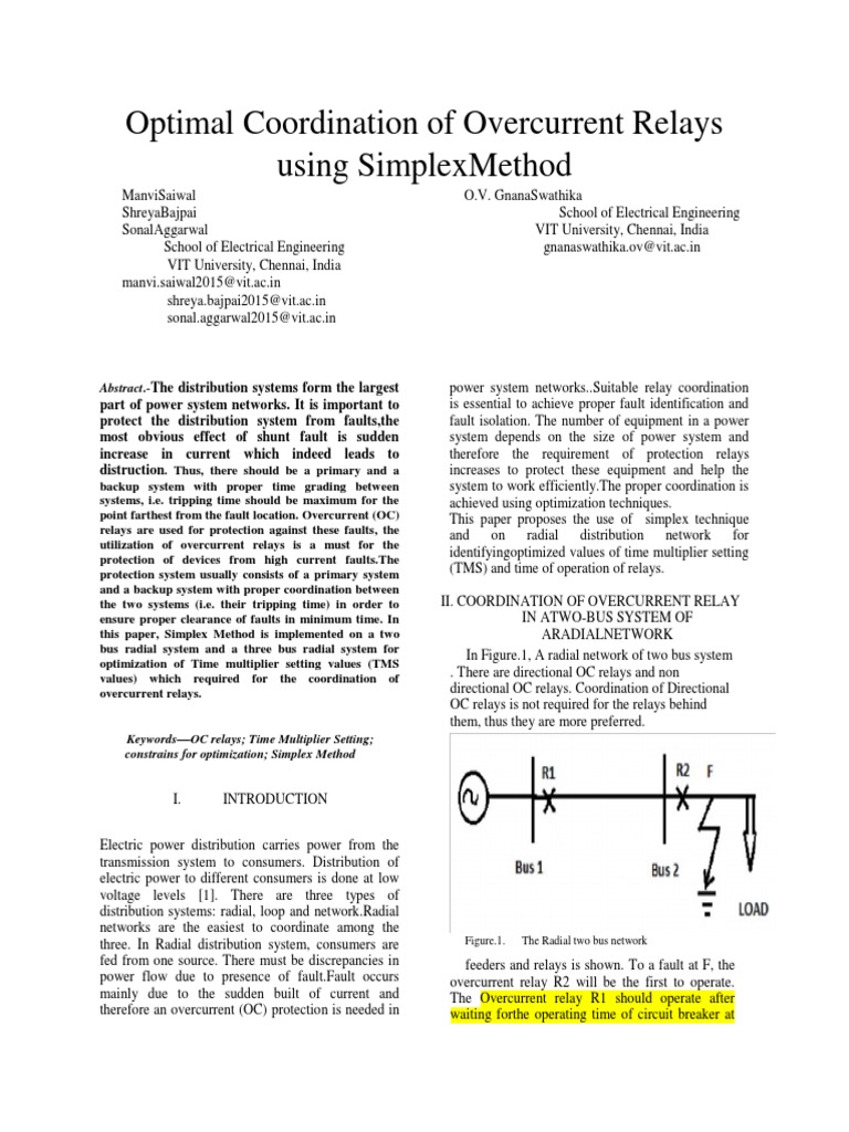 Optimization of Time Multiplier Setting Values for Coordination of ...