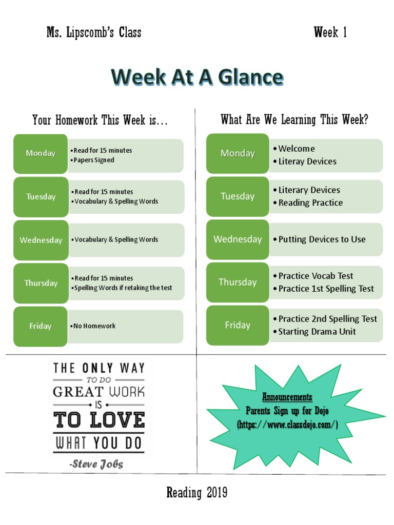 Week at A Glance | PDF