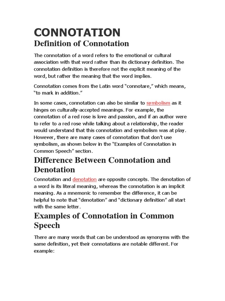 Examples Of Connotation