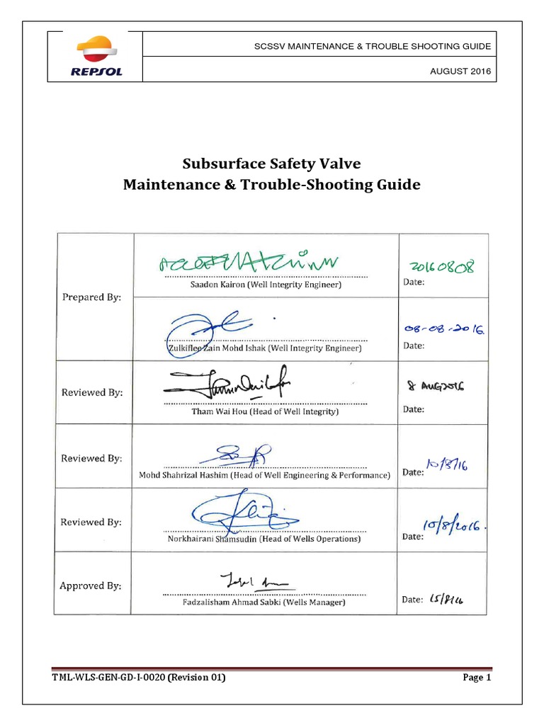 SSSV Maintenance Trouble Shooting GUIDE Revision01 PDF | PDF | Valve | Leak